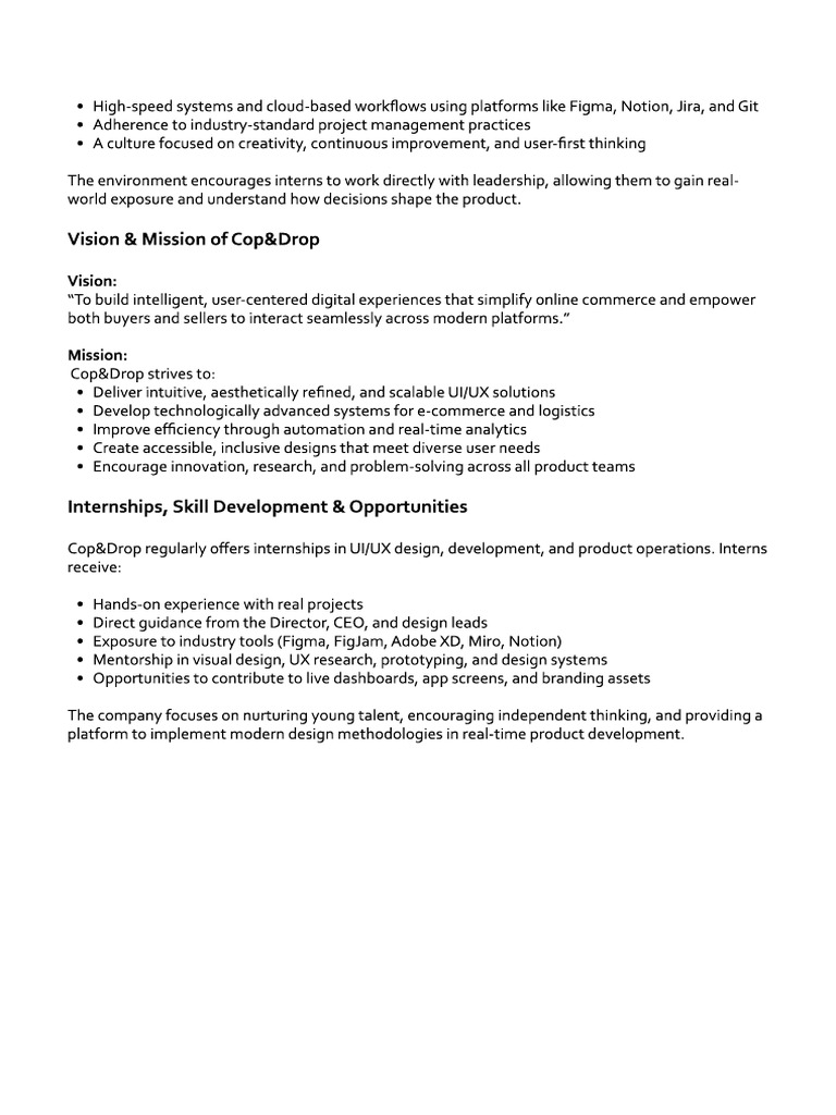 Vision & Mission of Cop&Drop | PDF