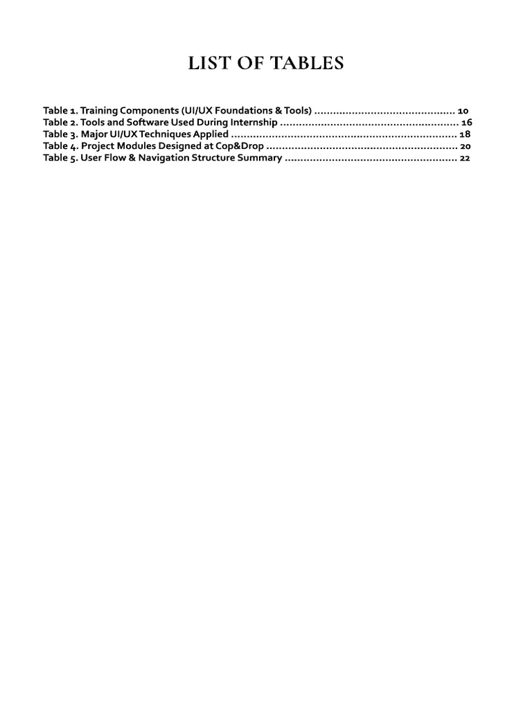 List of Tables | PDF