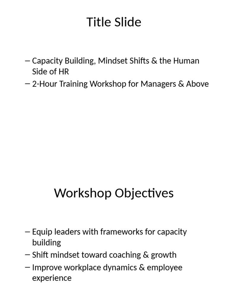 Capacity Building Workshop | PDF