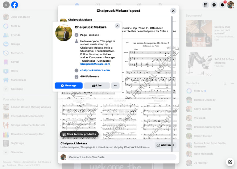 Bassoon and Piano Sheet Music Les Larmes De... - Chaipruck Mekara ...