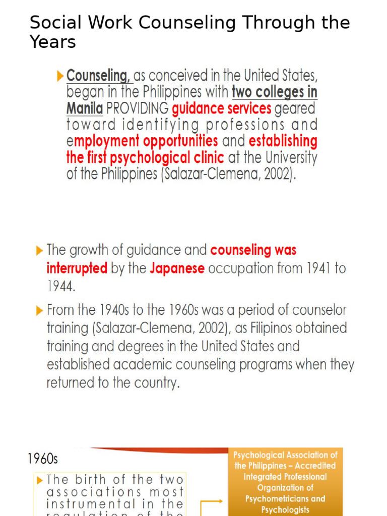 Lesson 2 Social Work Counseling Through The Years Autosaved | PDF