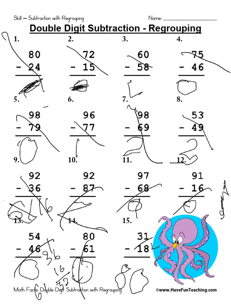 Double Digit Subtraction Regrouping Worksheet | PDF | Chess Theory | Chess