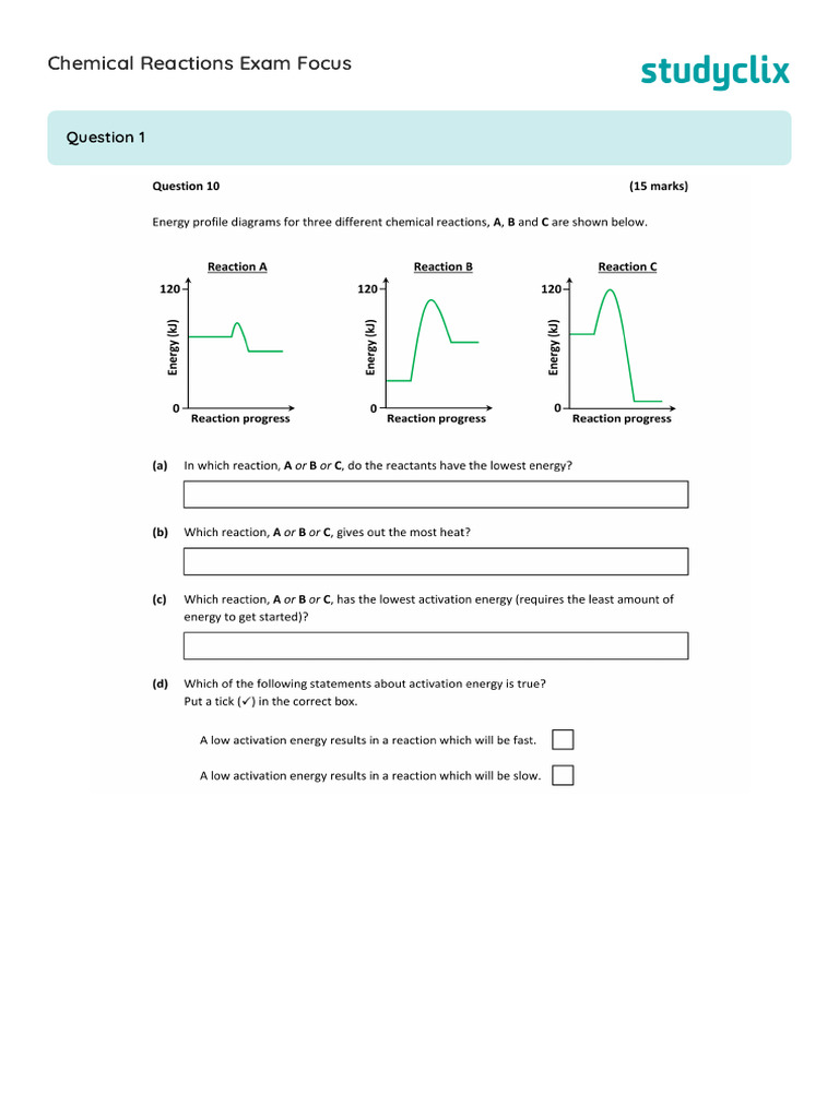 Chris Robin - Chemical Reactions Exam Focus Questions | PDF