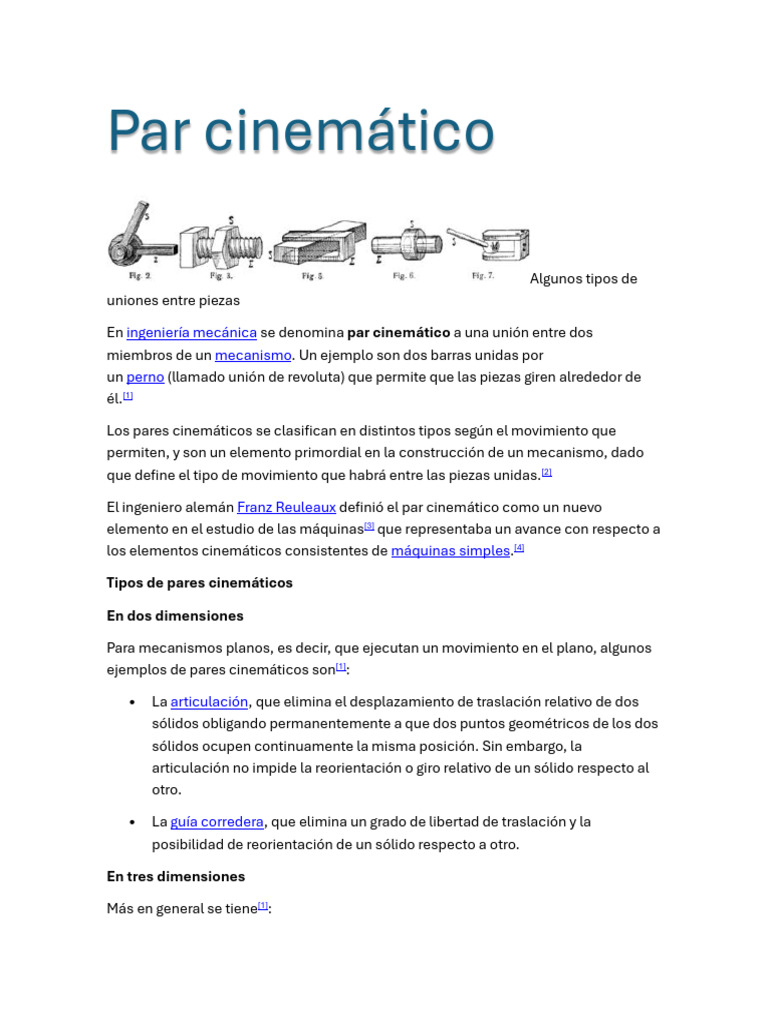 Tipos de pares cinemáticos en mecánica | PDF | Eje | Rodamiento (Mecánico)