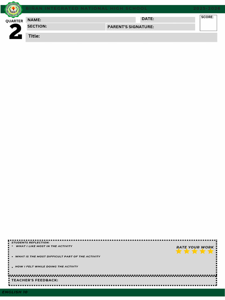 Copy of Performance Task Template 8 | PDF