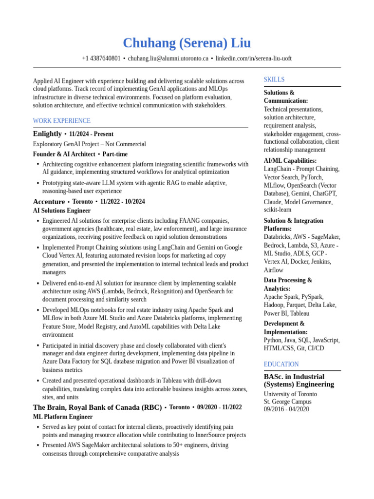 Resume Serena Liu 2025 | PDF | Microsoft Azure | Artificial Intelligence