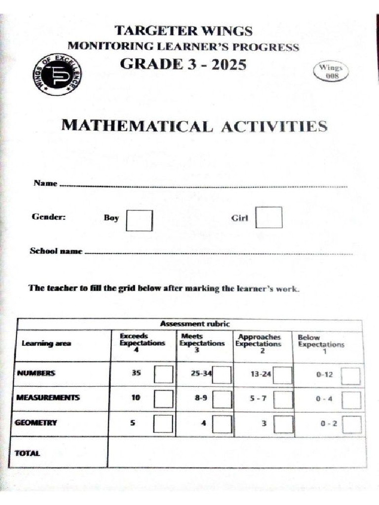 Targeter Wings 008 Grade 3 2025 Combined Examination | PDF