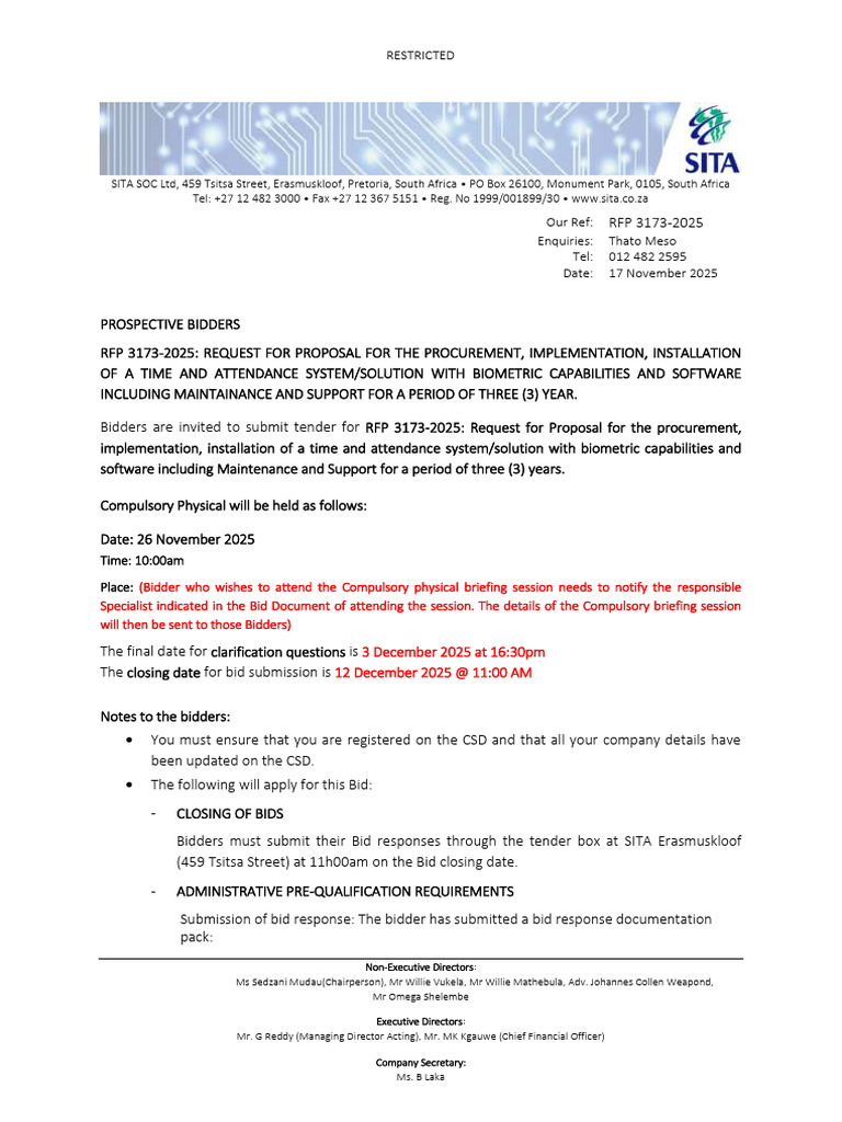 Invitation Letter For RFP 3173-20252 | PDF | Request For Proposal ...