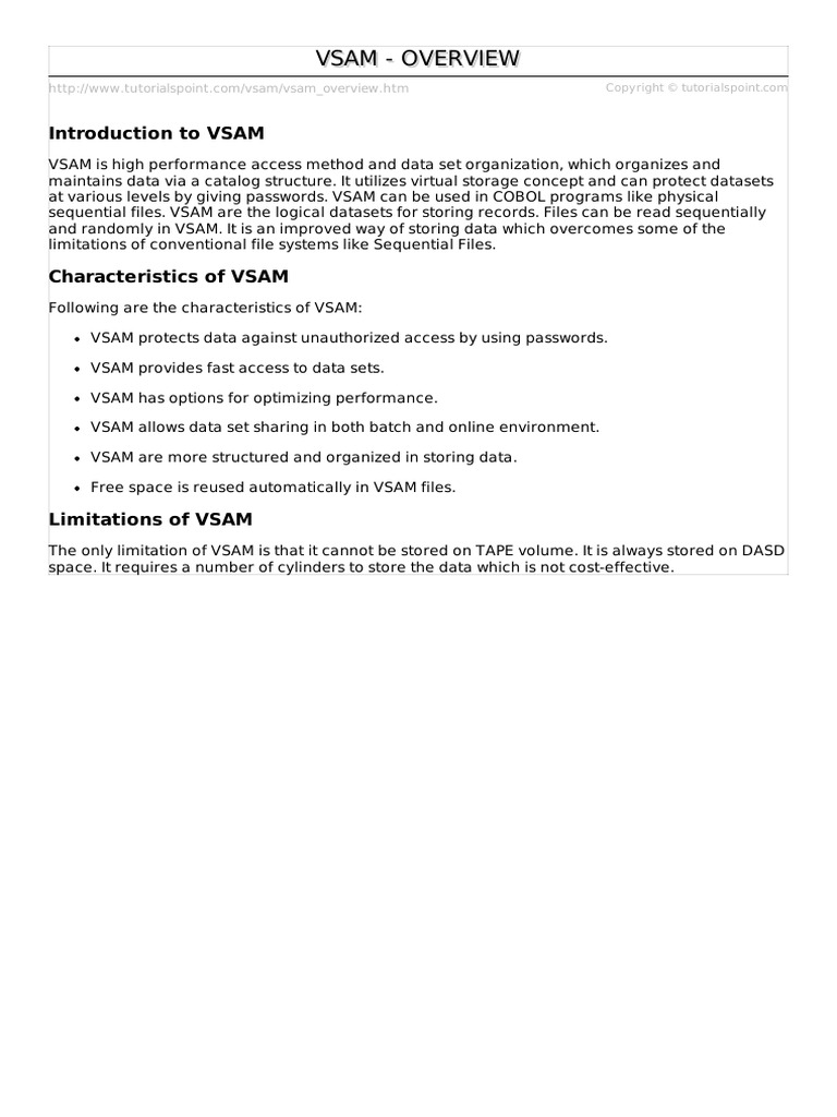 01 - VSAM Overview | PDF