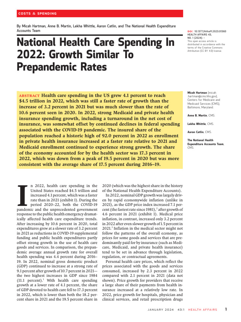 National Health Care Spending 2022 1703781012 | PDF | Gross Domestic ...