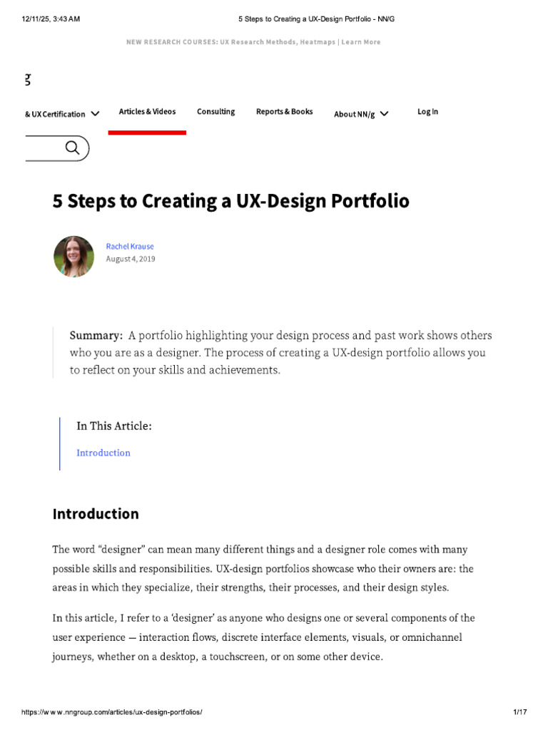Nngroup-5 Steps To Creating A UX-Design Portfolio | PDF