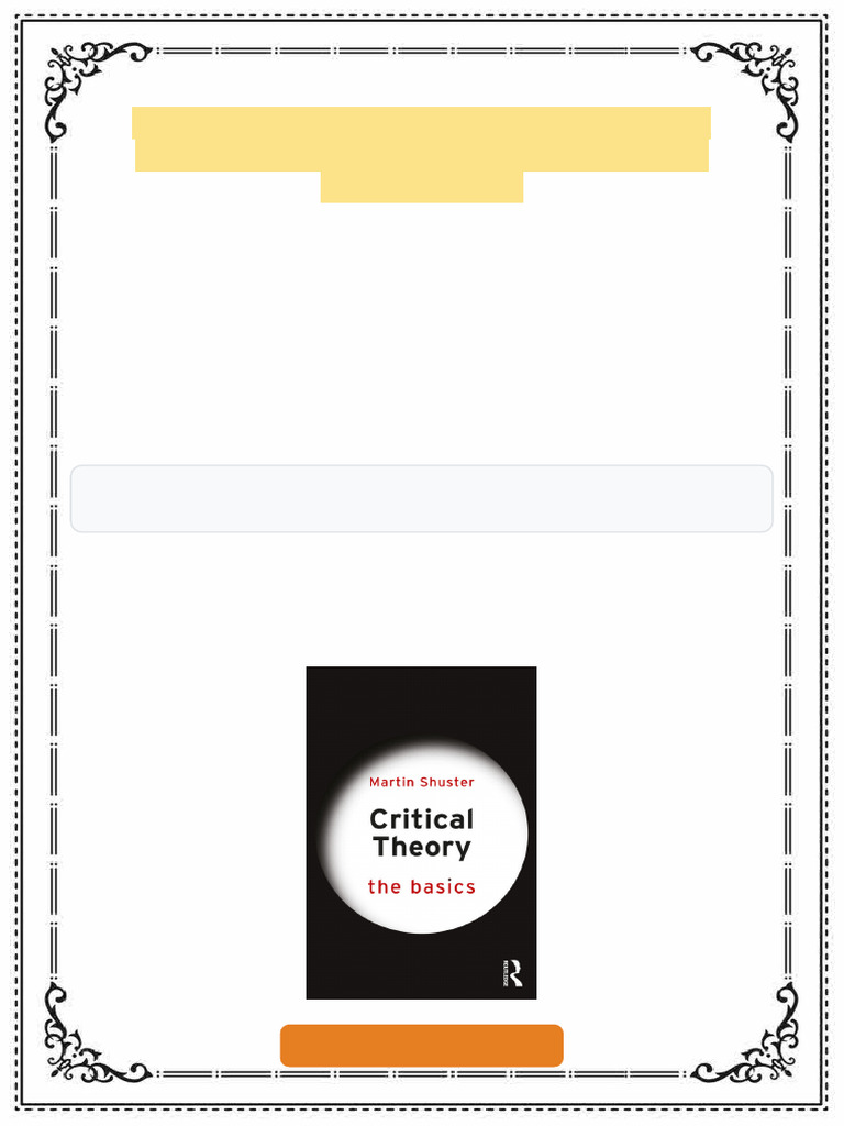 Critical Theory The Basics 1st Edition Martin Shuster ebook concise ...