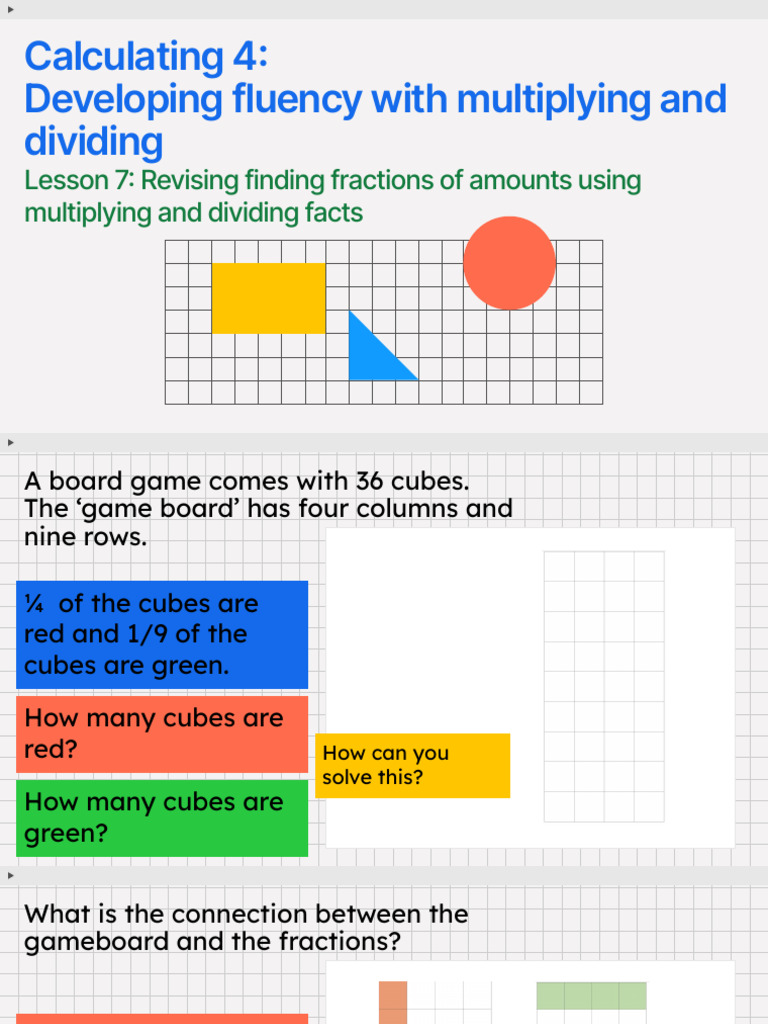 Lesson 7 Revising Finding Fractions of Amounts Using Multiplying and ...