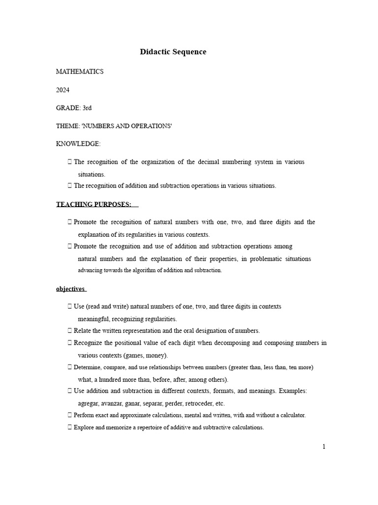 SEQUENCE Numbers Up To 1000 3rd Grade | PDF | Subtraction | Decimal