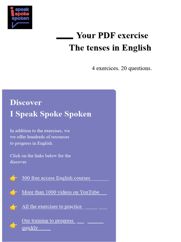 Exercise The Tenses in English | PDF | English Language | Linguistics