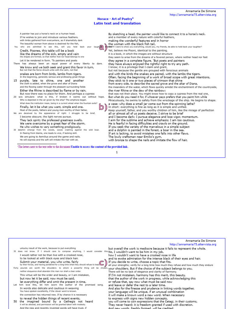 Horace's Art of Poetry: Latin Text & Analysis | PDF