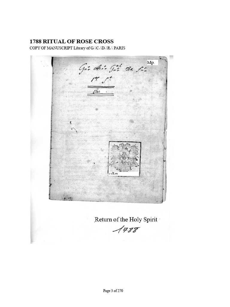 1788 Rose Cross Ritual Manuscript | PDF