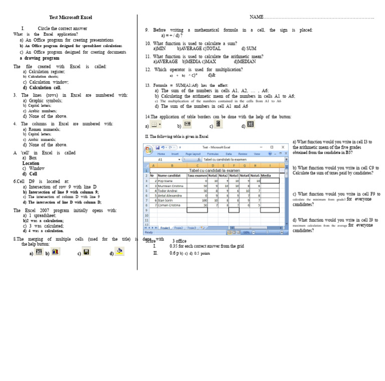 test theory excel.docx | PDF | Microsoft Excel | Spreadsheet