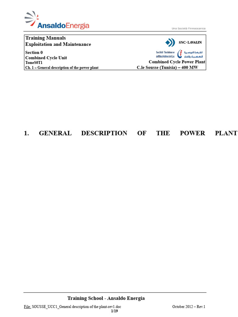 SOUSSE_UCC1_General Description of the Power Plant-rev1 | PDF | Power ...