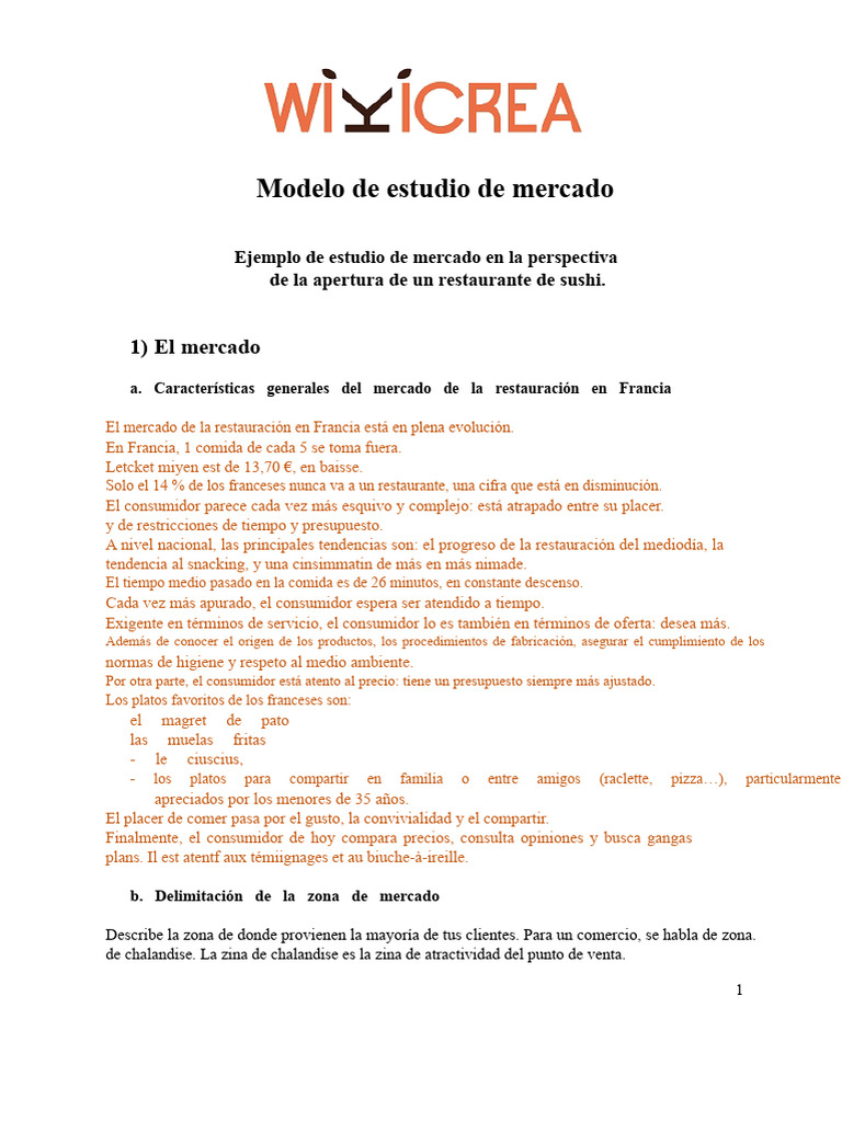 Modelo Ejemplo Estudio de Mercado Word | PDF | Mercado (economía ...