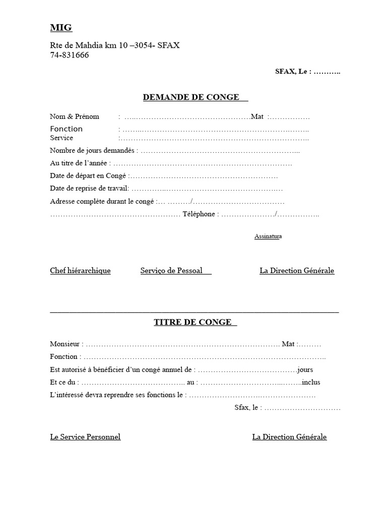Demande et Autorisation de Congé | PDF