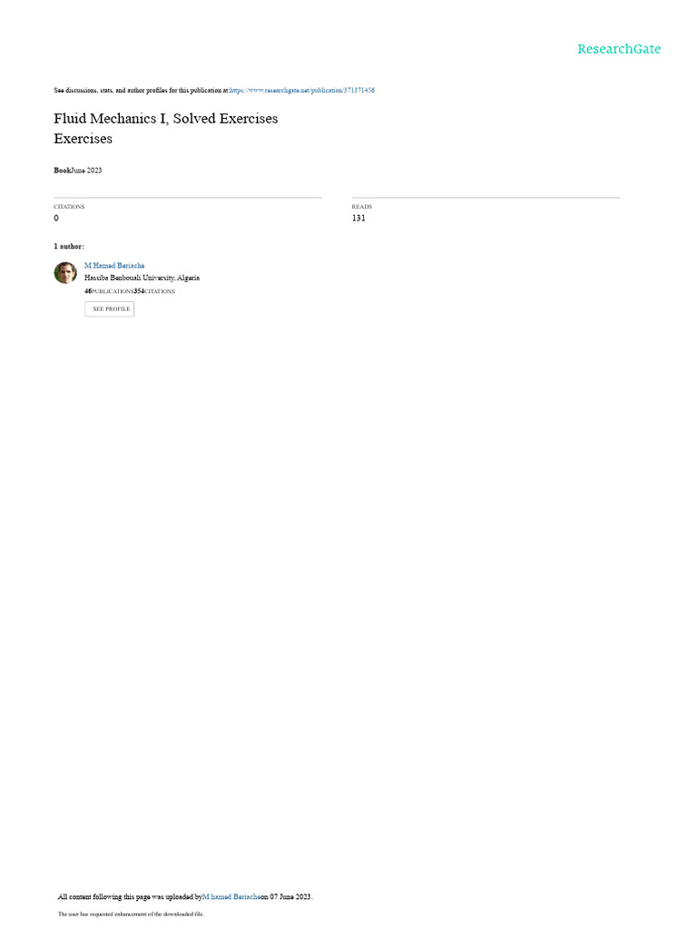 Polycopi MDF1 Exercises Corrected M-Beriache 2022 | PDF | Pressure ...