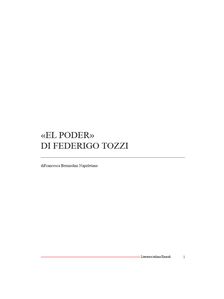 Federigo Tozzi-El Podere PDF | PDF | Narración | Literatura italiana