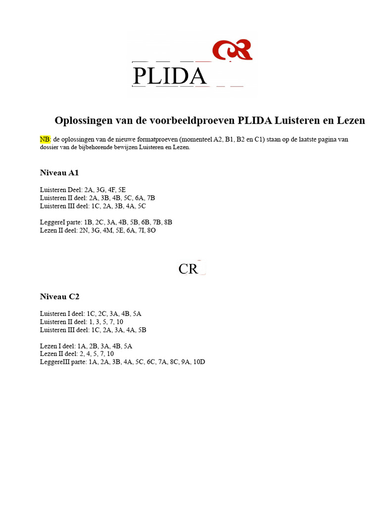 Oplossingen PLIDA_A1_C2 (1) | PDF