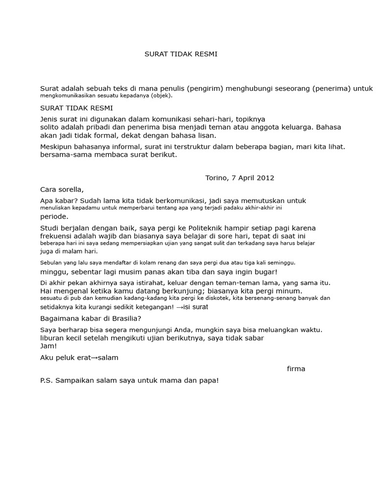 Surat Informal | PDF