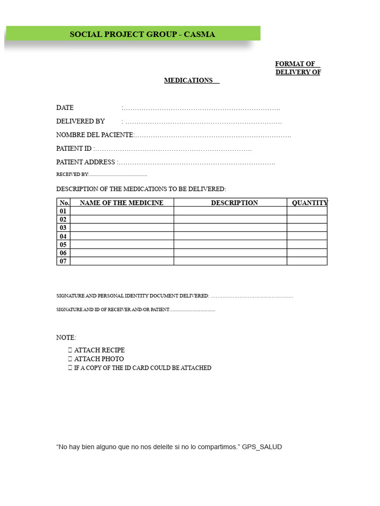 Medication Delivery Format | PDF
