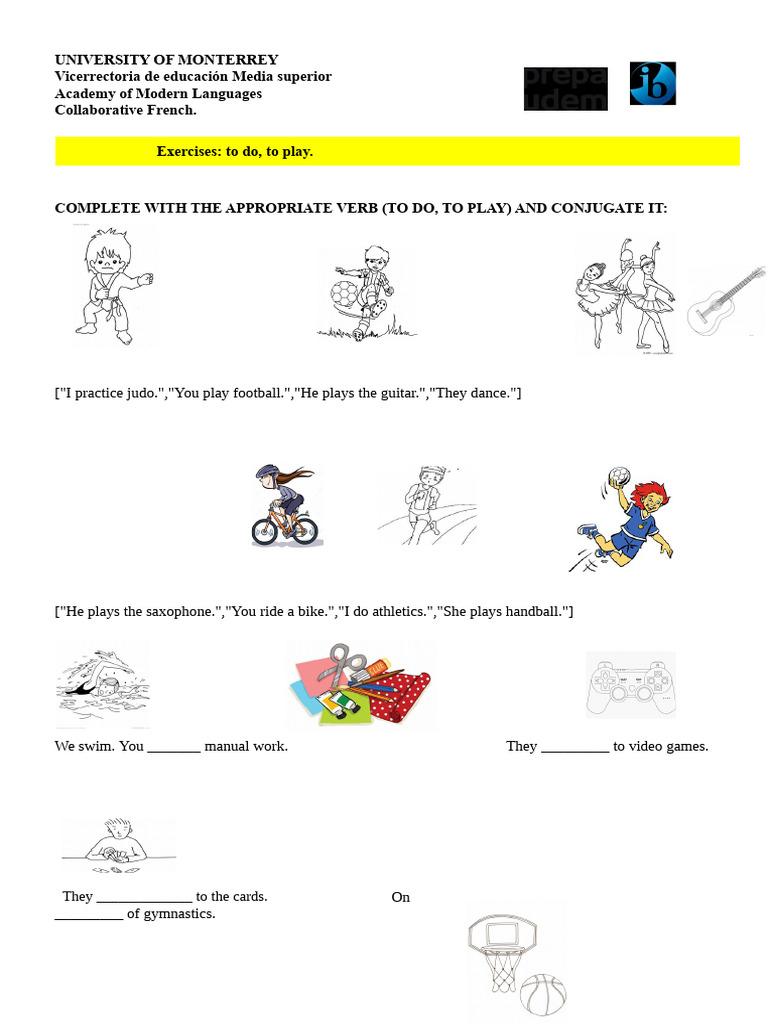 EXERCISES TO PRACTICE PLAYING + PREPOSITION.docx | PDF