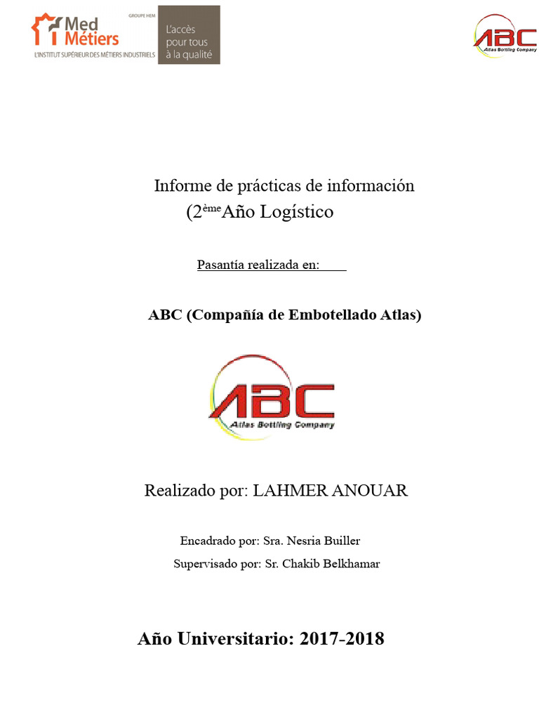 408031603-Informe-de-prácticas-ABC-docx.docx | PDF | Logística | Coca Cola