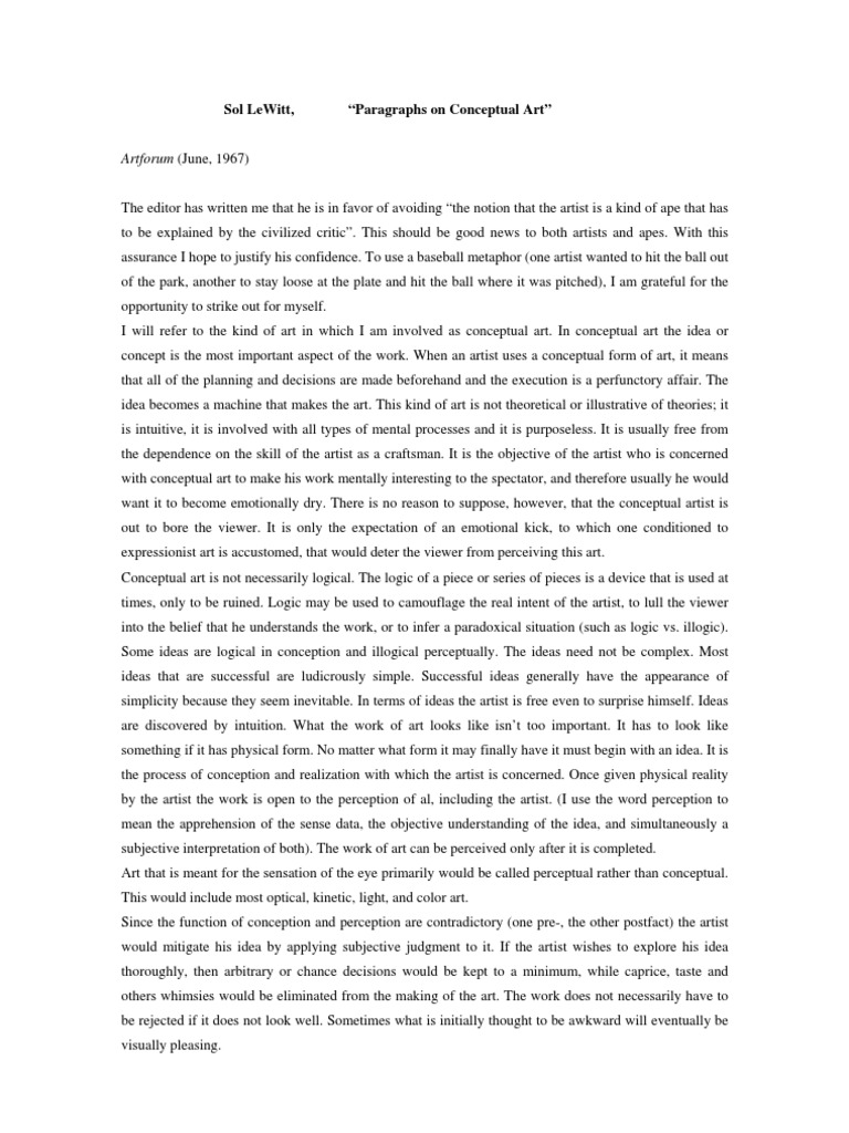 LEWITT-Paragraphs On Conceptual Art | PDF