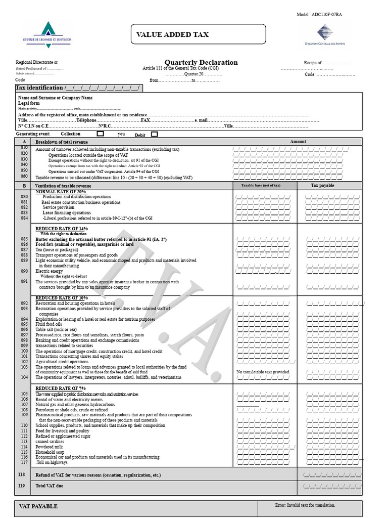 VAT Declaration - Quarter Morocco | PDF | Petroleum | Value Added Tax