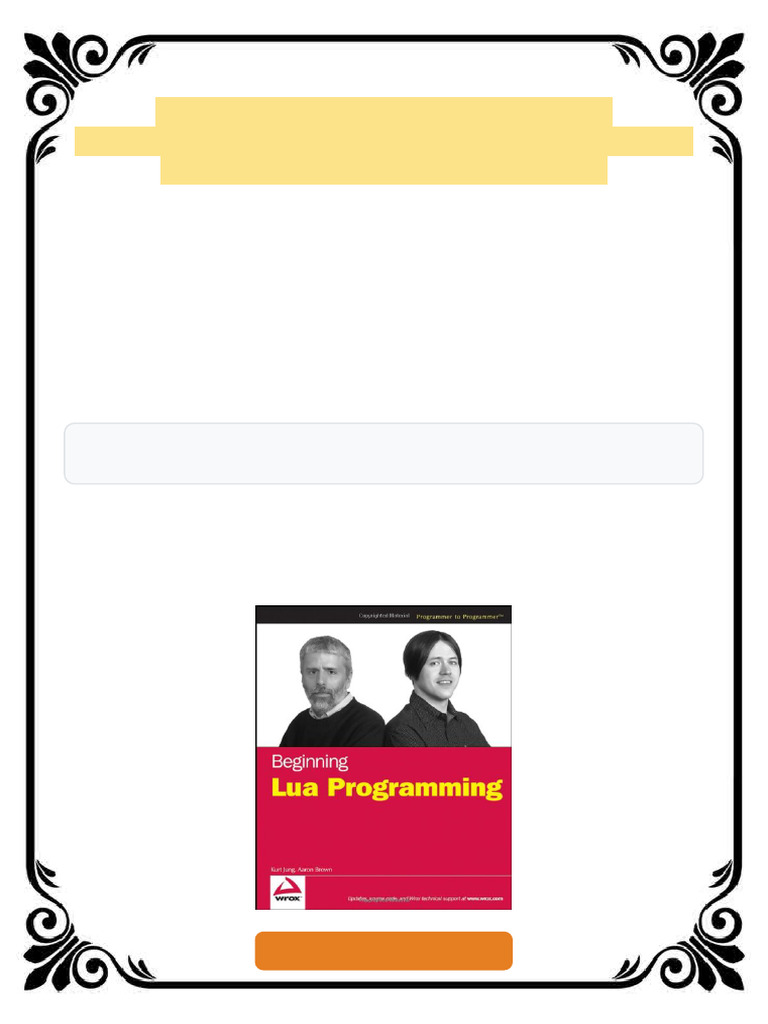 Beginning Lua Programming Programmer to Programmer 1st Edition Kurt ...