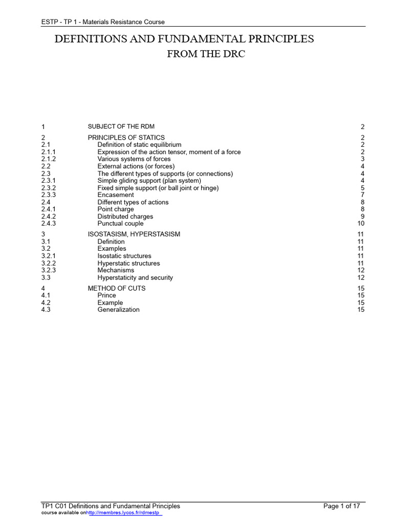 Materials Resistance: Statics Principles | PDF | Rotation | Force