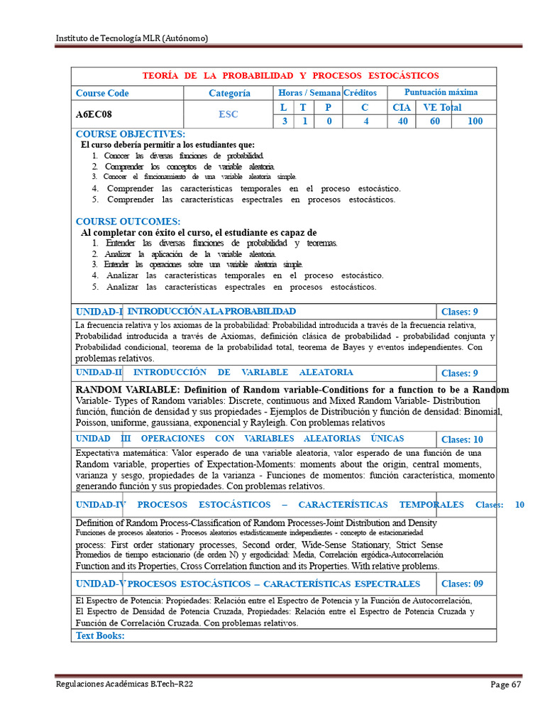 Teoría de La Probabilidad y Procesos Estocásticos | PDF | Proceso ...