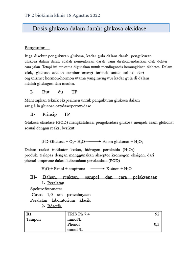 Pengukuran Glukosa Darah dengan GOD | PDF