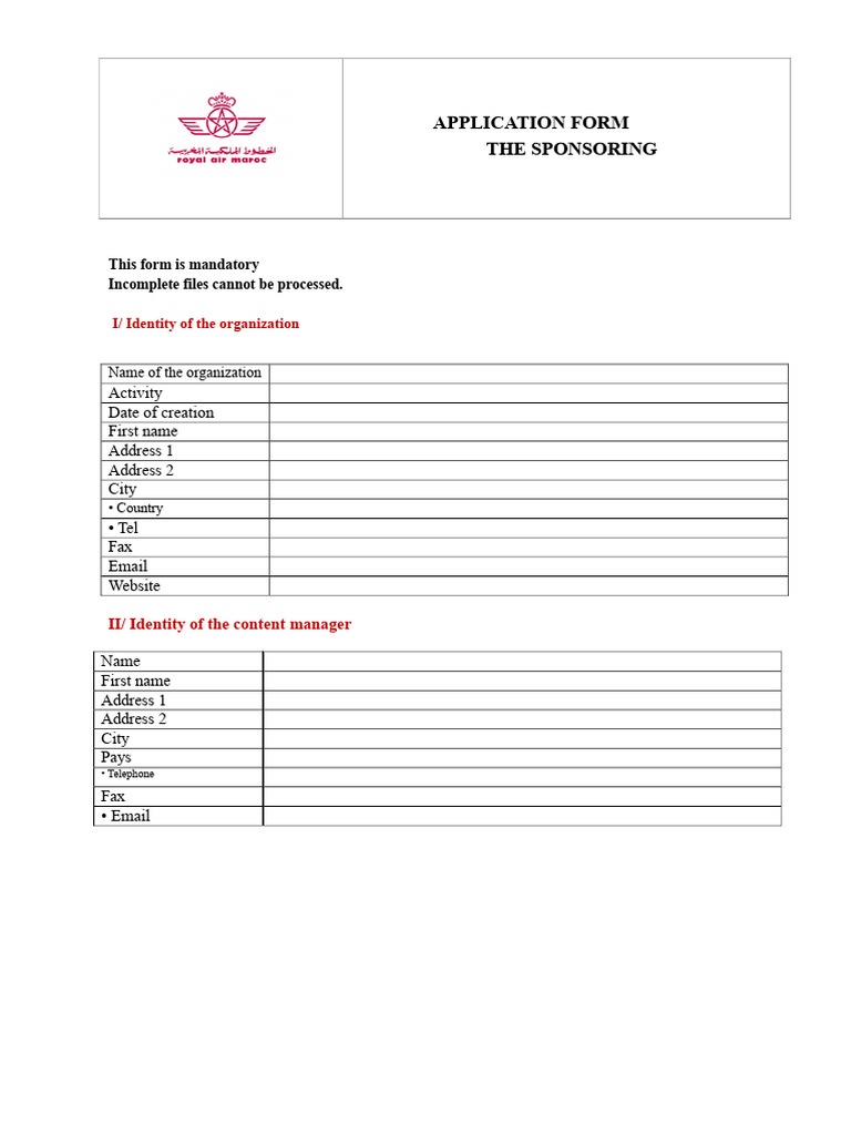 Sponsorship Application Form | PDF