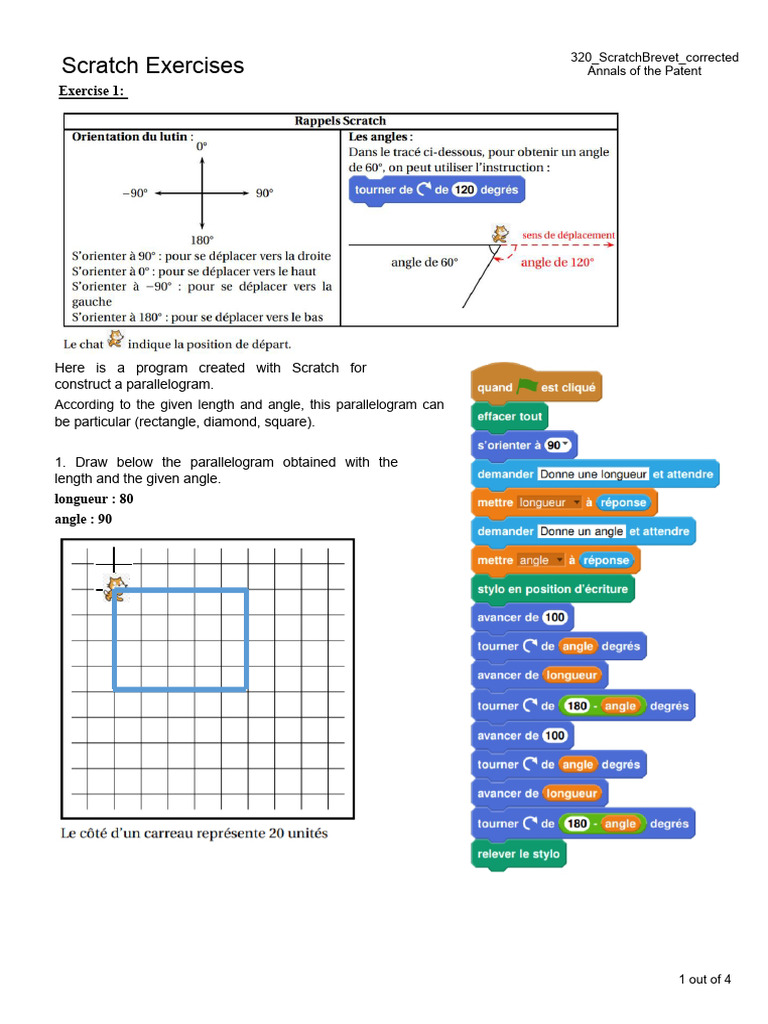 Scratch Programming: Parallelogram Exercises | PDF | Angle | Rectangle