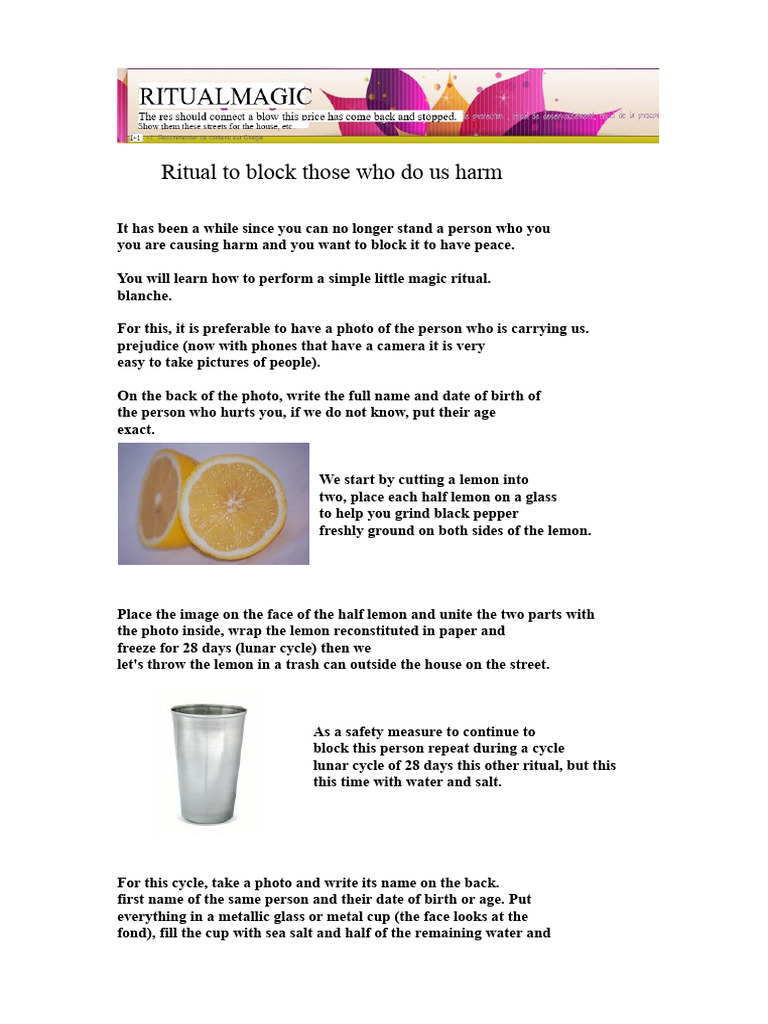 Ritual To Block Those Who Do Us Harm | PDF