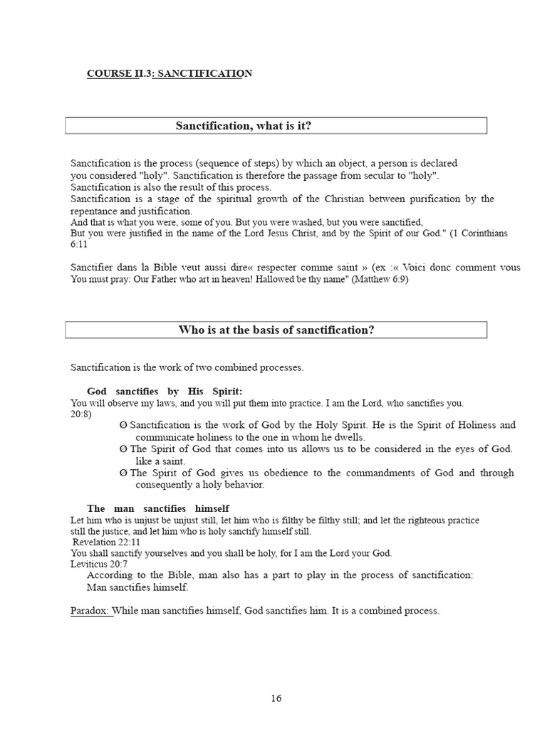 Sanctification | PDF | Grace In Christianity | Christian Belief And ...
