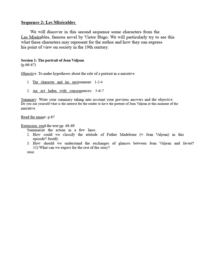 Analyzing Characters in Les Misérables | PDF | Les Misérables | Cosette