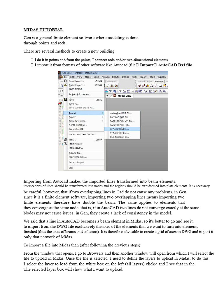 TUTORIAL MIDAS.pdf | PDF | Stress (Mechanics) | Beam (Structure)