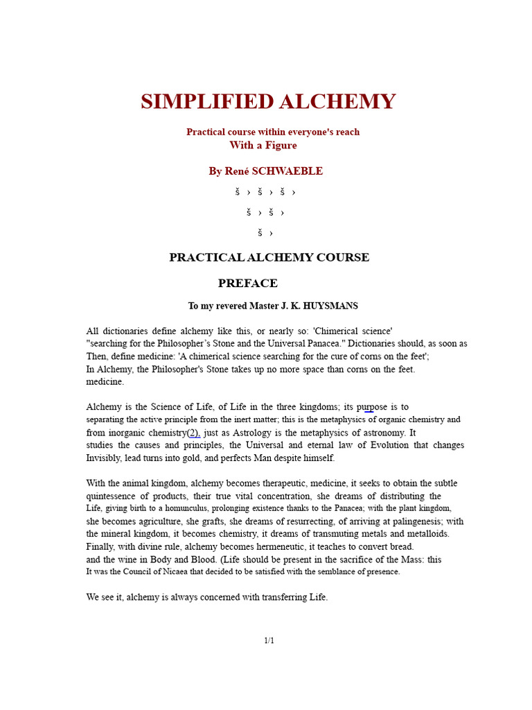 Simplified Alchemy - Schwaeble | PDF | Chemical Elements | Sulfur