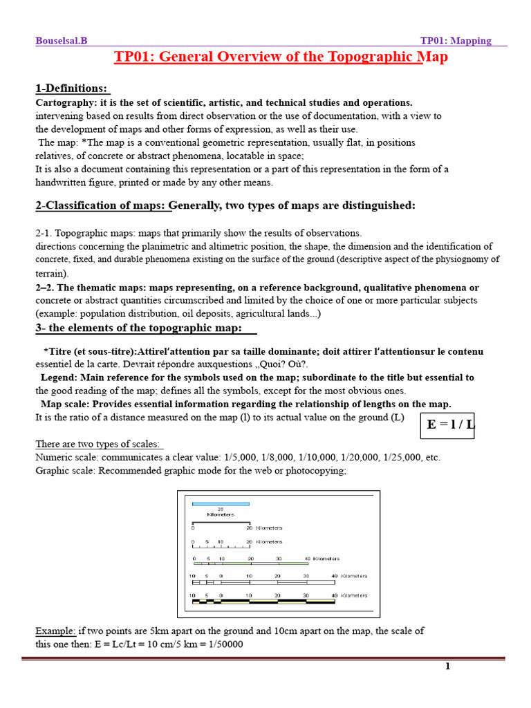 TP 1 Generalities On The Topographic Map Report | PDF | Map | Contour Line