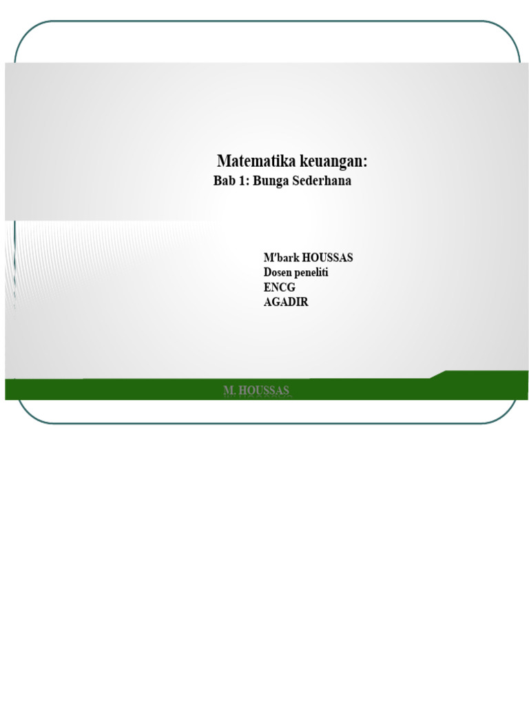 Bab 1 Matematika Keuangan Bunga Sederhana | PDF