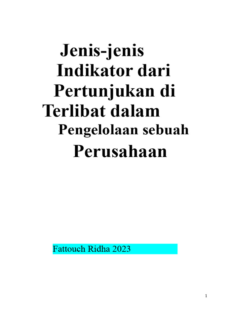 Indikator Kinerja untuk Manajemen Perusahaan | PDF