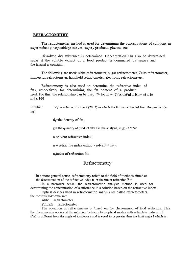 REFRACTOMETRY | PDF | Refractive Index | Waves