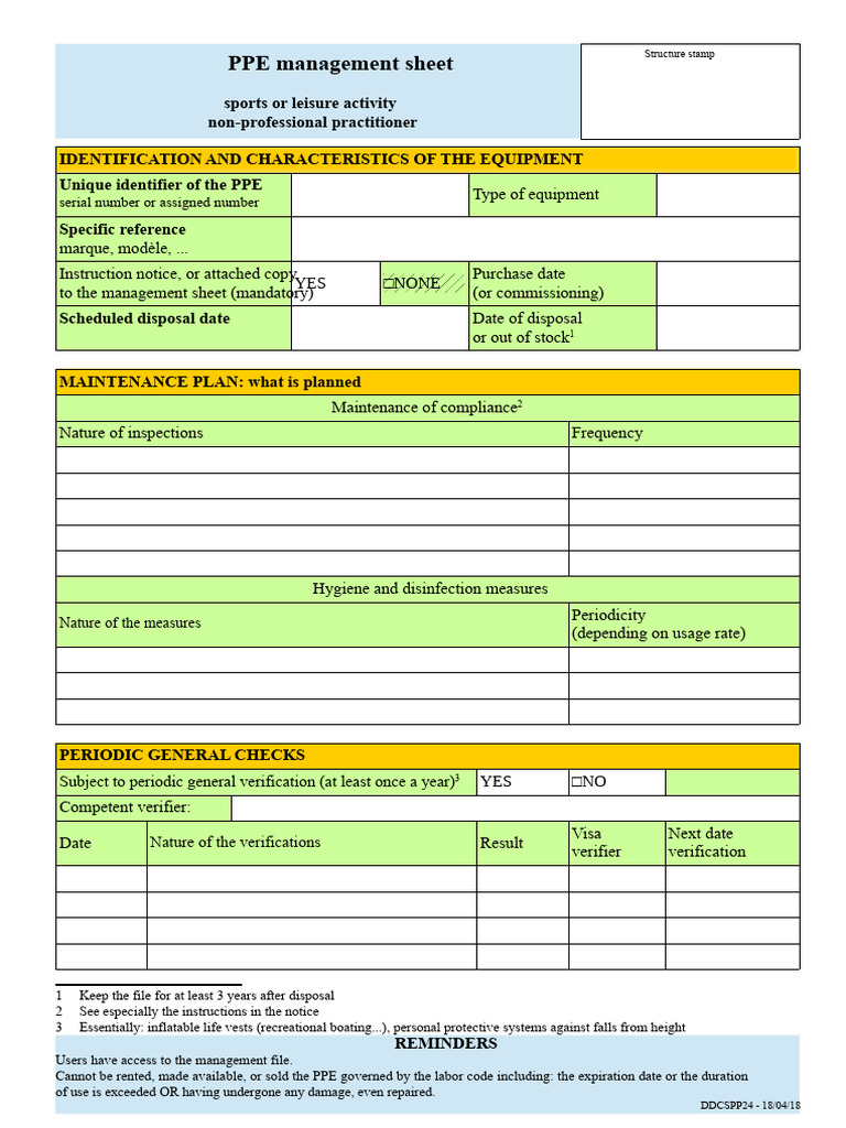 PPE Management Sheet | PDF